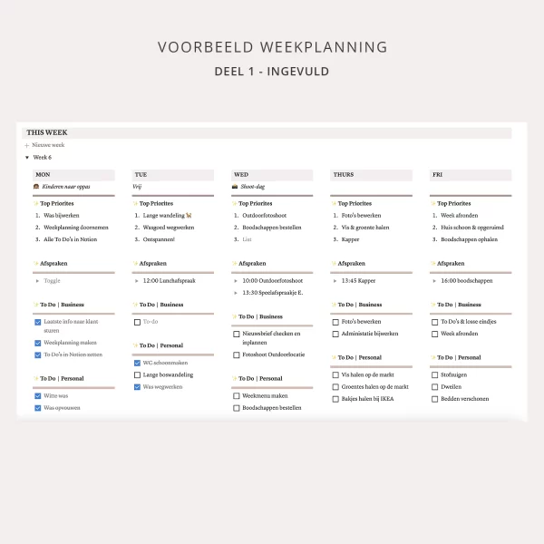 Weekplanner | Notion Template by Belle Fae | Belle Fae Shop